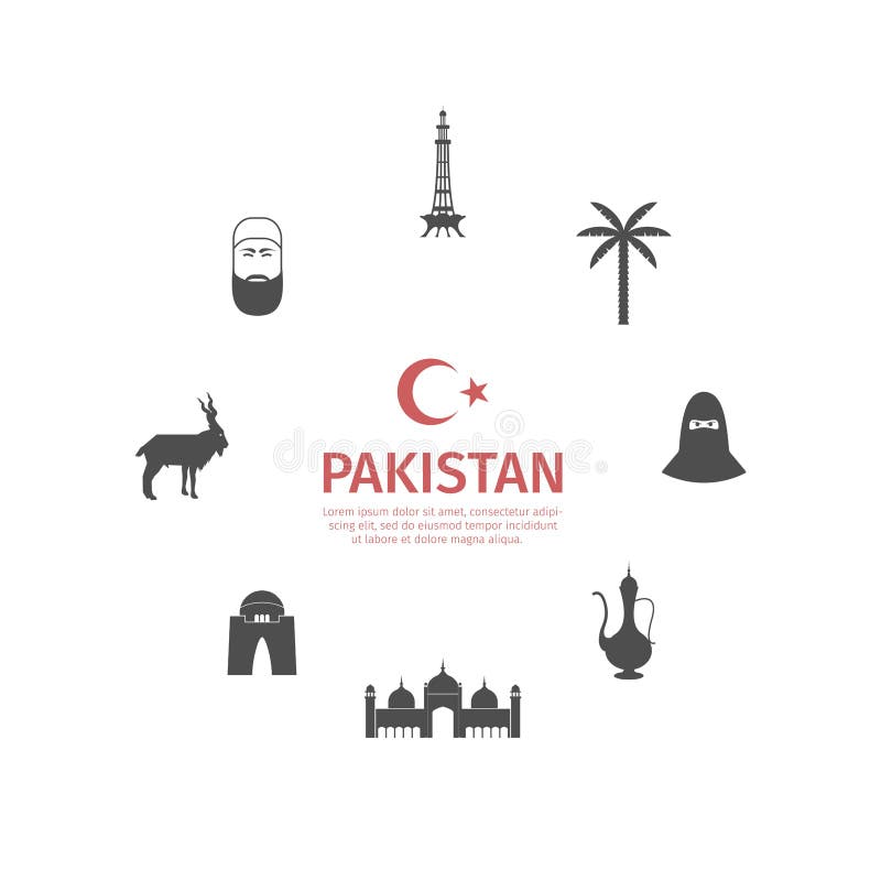 Pakistan. Icons Travel Set. Stock Illustration - Illustration of ...