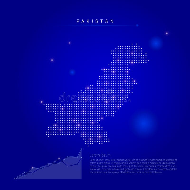 Pakistan Map from Red and Glowing Space Stars Abstract Concept ...
