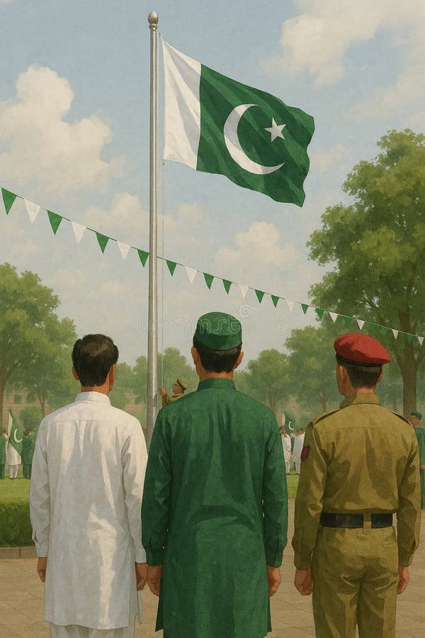 Pakistan Independence Day Flag Hoisting Ceremony AI-GENERATED Stock ...