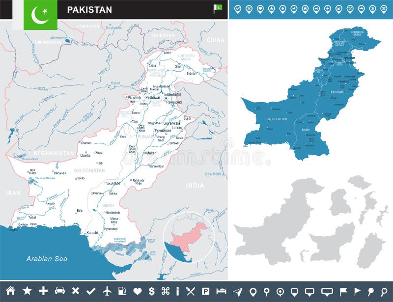 Pakistan - Infographic Map and Flag Illustration Stock Illustration ...