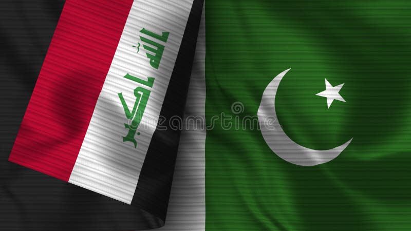 Pakistan and Iraq Realistic Flag â€“ Fabric Texture Illustration Stock ...