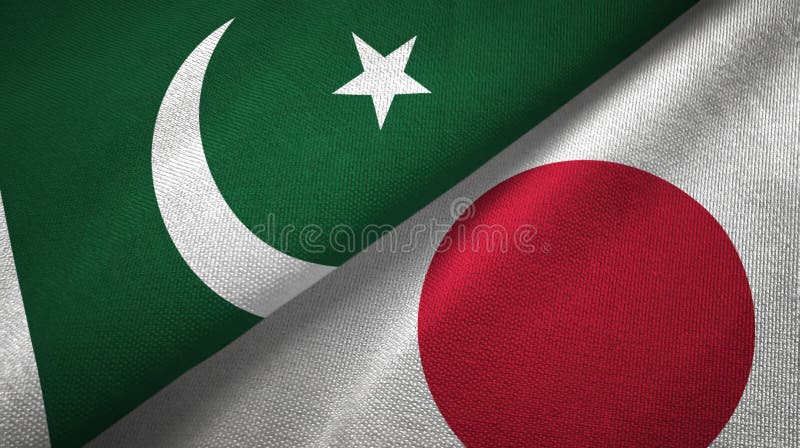 Pakistan and Japan Two Flags Textile Cloth, Fabric Texture Stock ...
