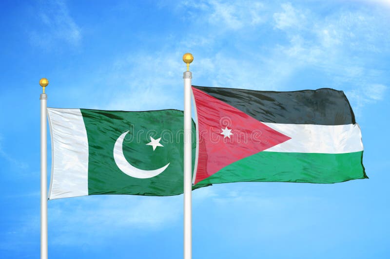 Pakistan Vs Jordan Smoke Flags Placed Side by Side. Thick Colored Silky ...