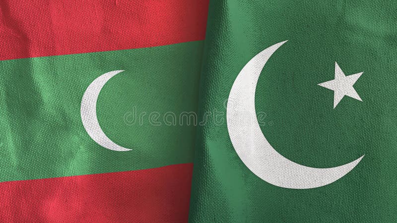 Pakistan and Maldives Two Flags Textile Cloth 3D Rendering Stock ...