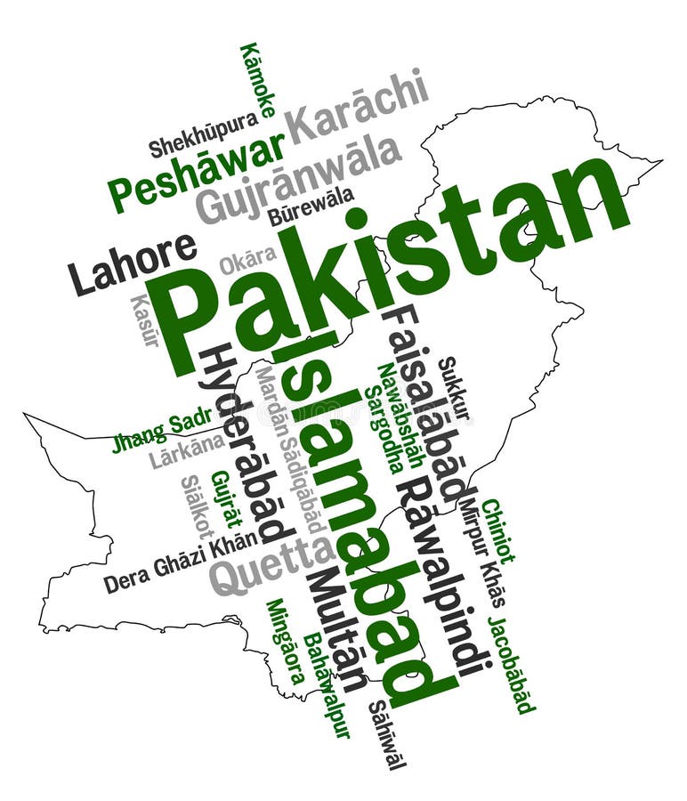 Pakistan map and cities stock vector. Illustration of vector - 33933420