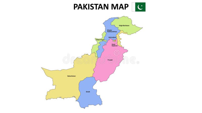 Pakistan Map. Pakistan Map with Color Background and All States Name ...