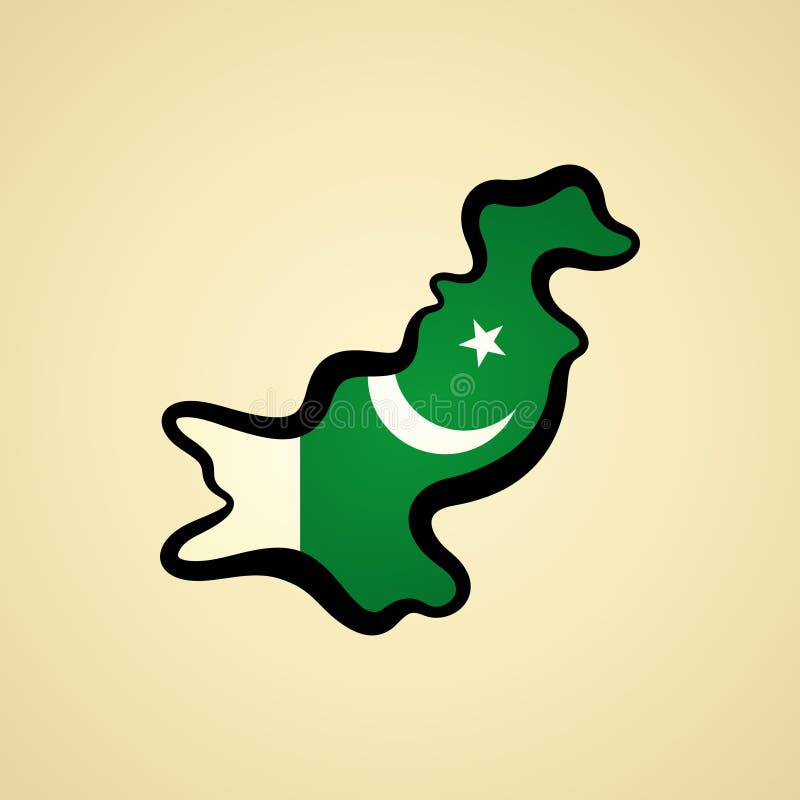 Pakistan - Map Colored with Flag Stock Vector - Illustration of shape ...