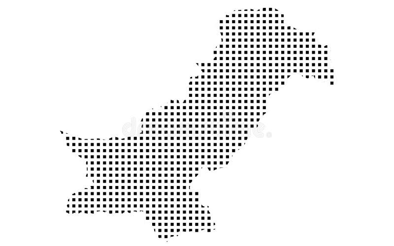 Pakistan Map Country from Checkered Black and White Square Grid Pattern ...
