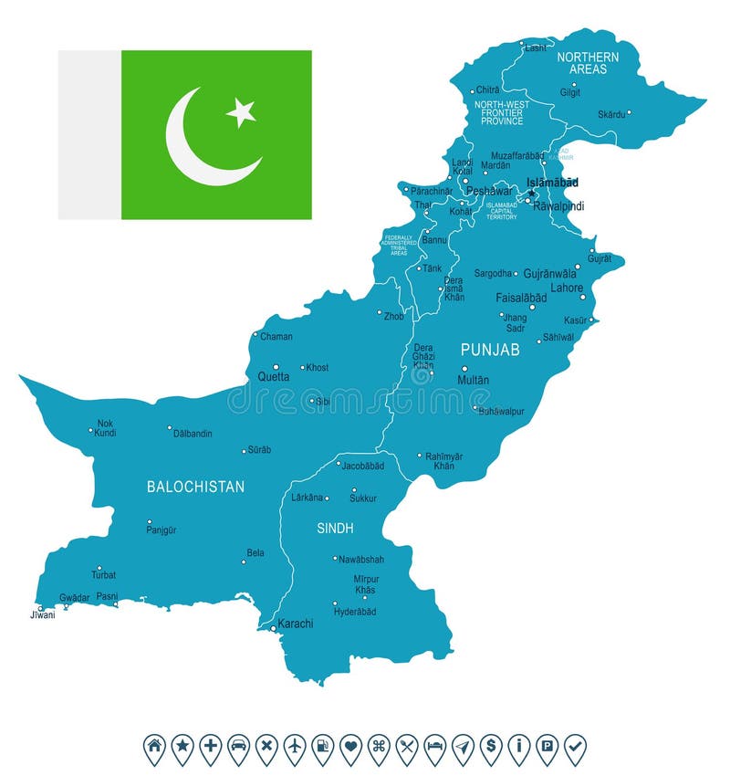 Pakistan - Map and Flag Illustration Stock Illustration - Illustration ...