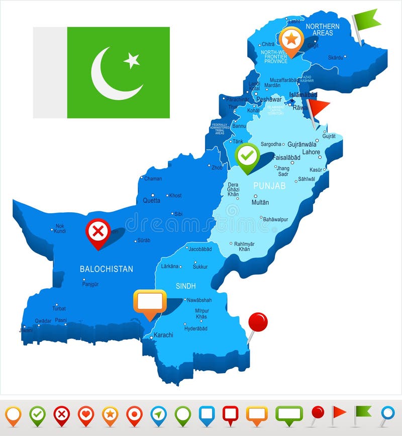 Pakistan - Map and Flag Illustration Stock Illustration - Illustration ...