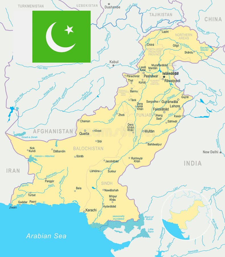 Pakistan - Map and Flag Illustration Stock Illustration - Illustration of navigational, capital ...