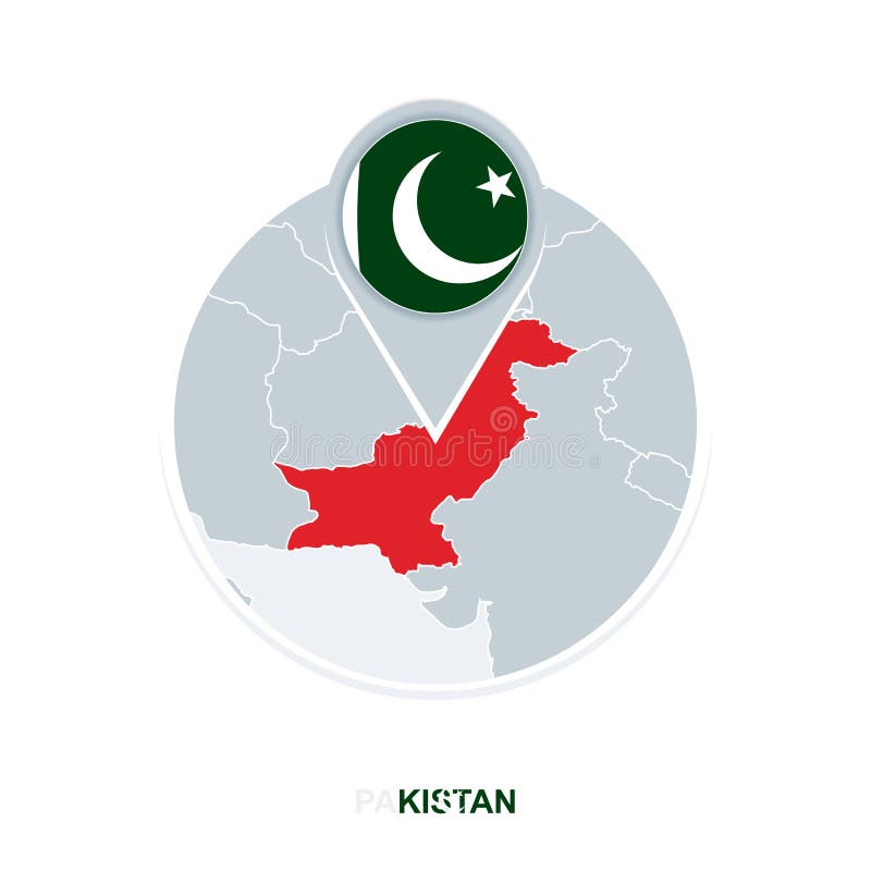 Pakistan Map and Flag, Vector Map Icon with Highlighted Pakistan Stock ...