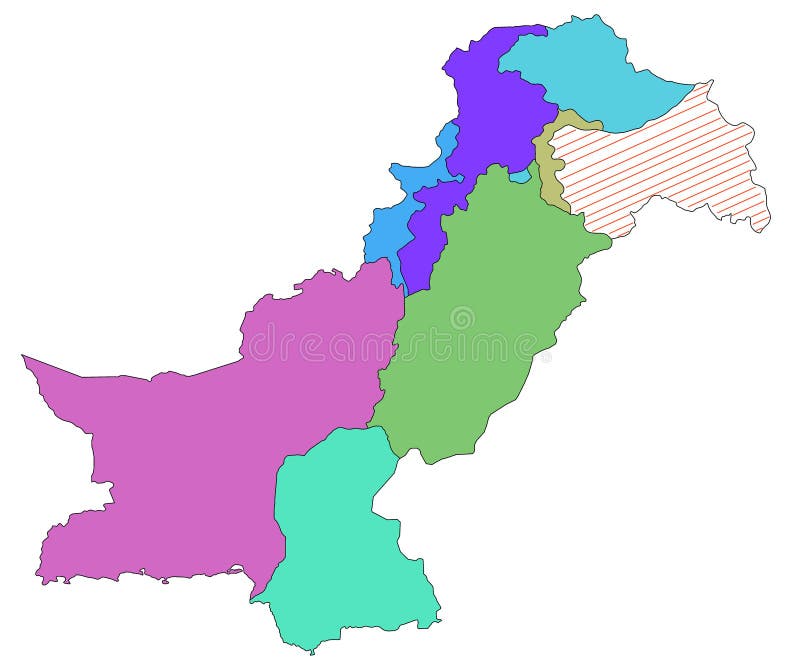 Pakistan Map. Pakistan Light Colour Area Claimed but Not Controlled ...