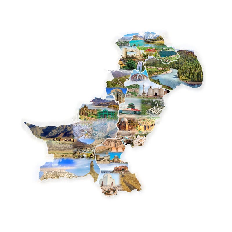 Pakistan Map with Monuments Stock Image - Image of pakistani, minar ...