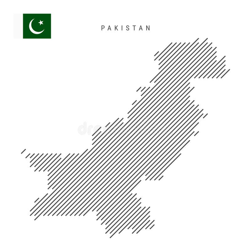 Pakistan Map from Pattern of Black Slanted Parallel Lines. Flat Vector ...