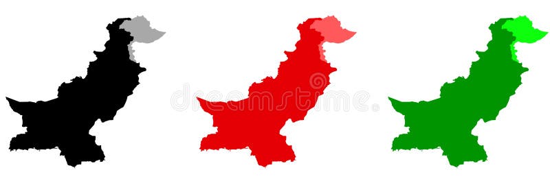 Pakistan Map Sets with Three Colours Red, Green and Black Stock ...