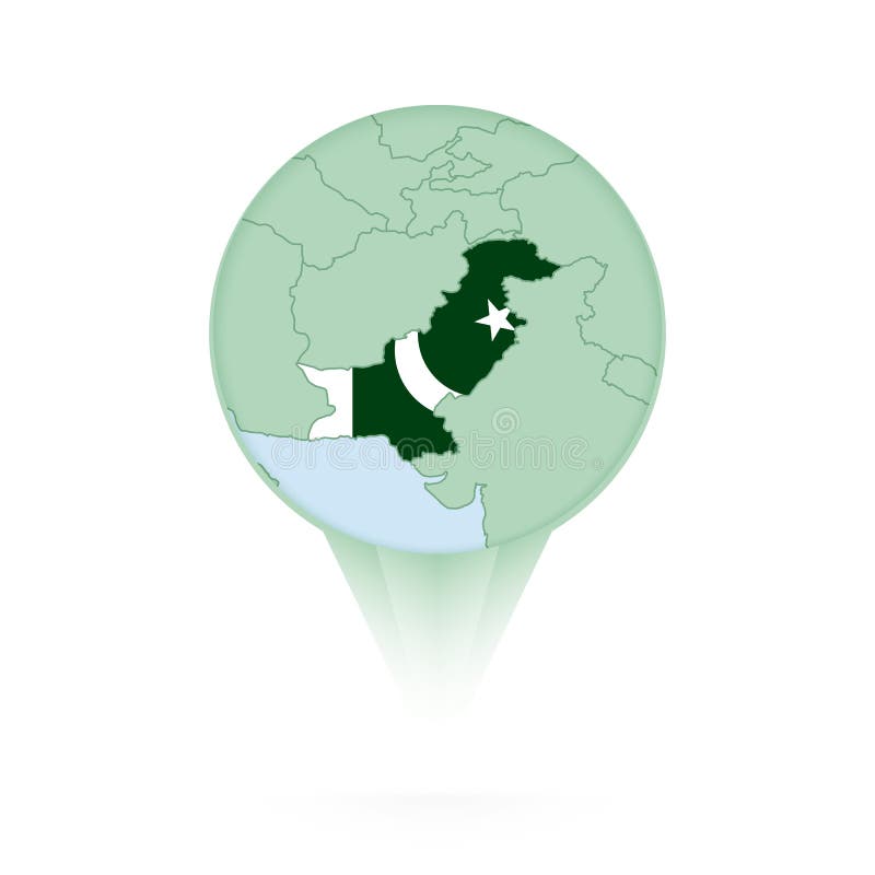 Pakistan Map, Stylish Location Icon with Pakistan Map and Flag Stock ...