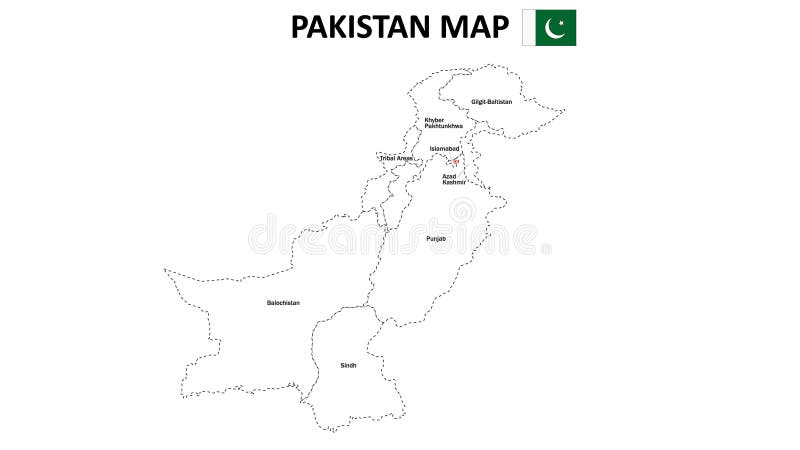 Pakistan Map. Pakistan Map with White Background and All States Names ...