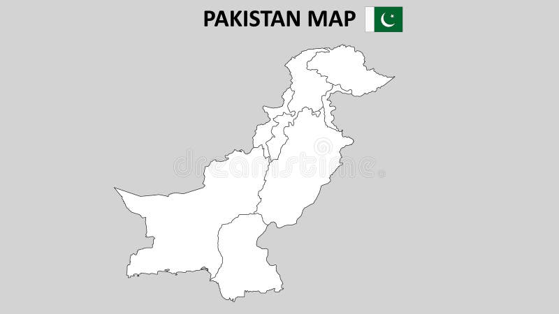Pakistan Map. Pakistan Map with White Background and Line Map Stock ...