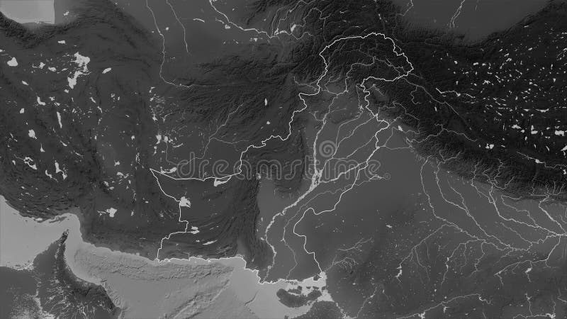 Pakistan Outlined. Grayscale Stock Illustration - Illustration of ...