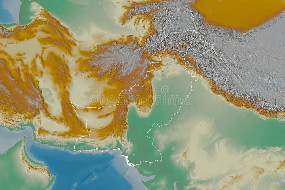 Pakistan outlined. Relief stock illustration. Illustration of region ...