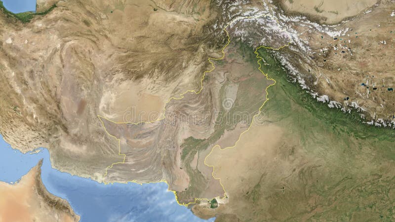 Pakistan Outlined - Satellite Stock Illustration - Illustration of blue ...