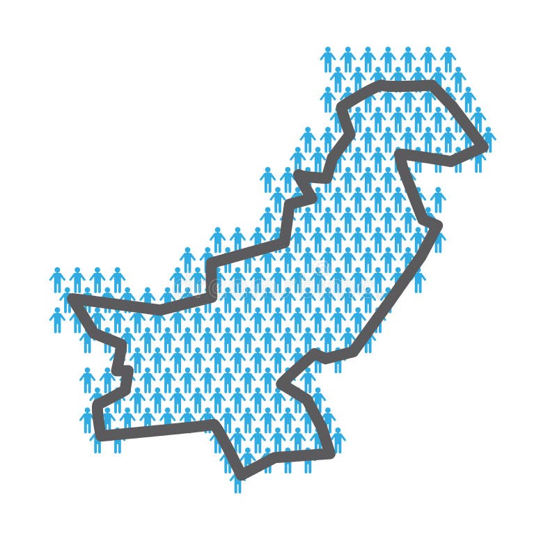 Pakistan Population Map. Country Outline Made from People Figures Stock ...