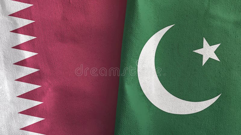 Pakistan and Qatar Two Flags Textile Cloth 3D Rendering Stock ...