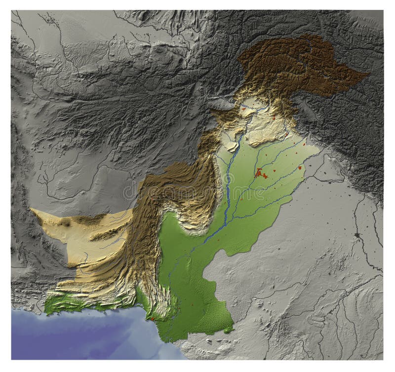 Pakistan, relief map stock illustration. Illustration of earth - 3034160