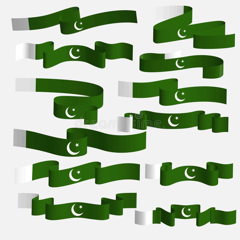 Pakistan Ribbon Flag Vector Bundle Set Stock Vector - Illustration of ...