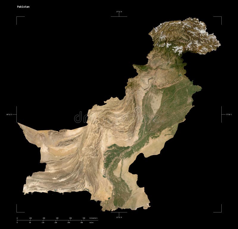 Pakistan Shape on Black. Low-res Satellite Stock Illustration ...
