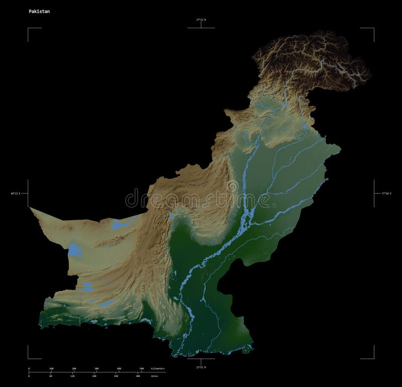 Pakistan Shape on Black. Physical Stock Illustration - Illustration of ...