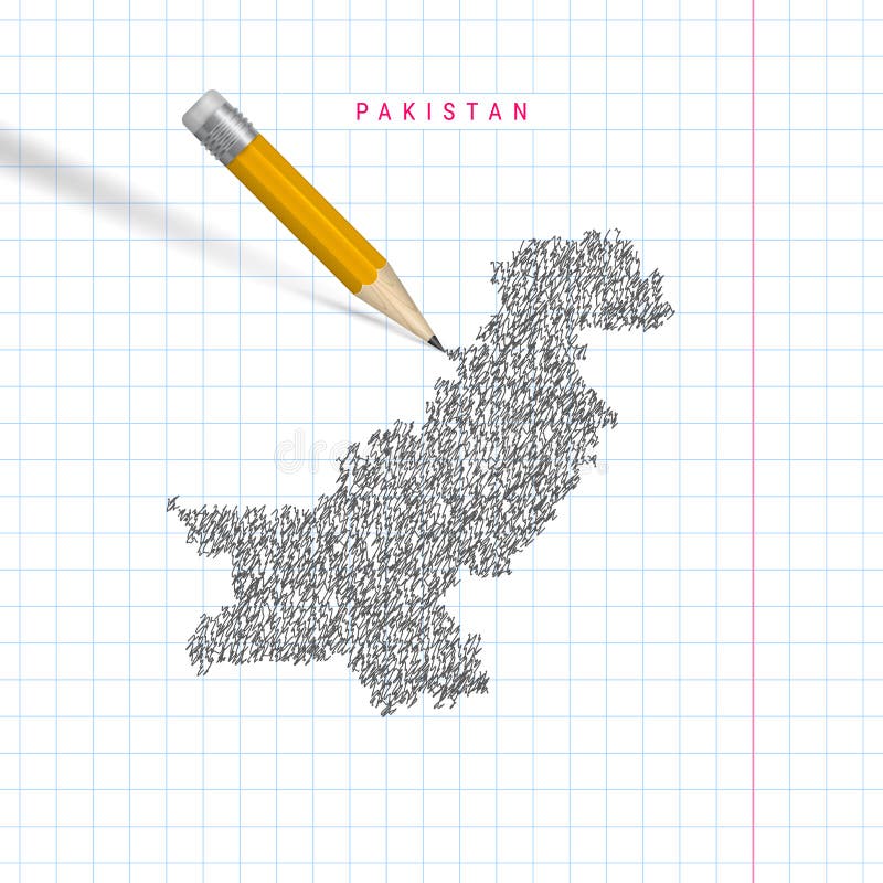 Pakistan scribble map stock vector. Illustration of draft - 137374362