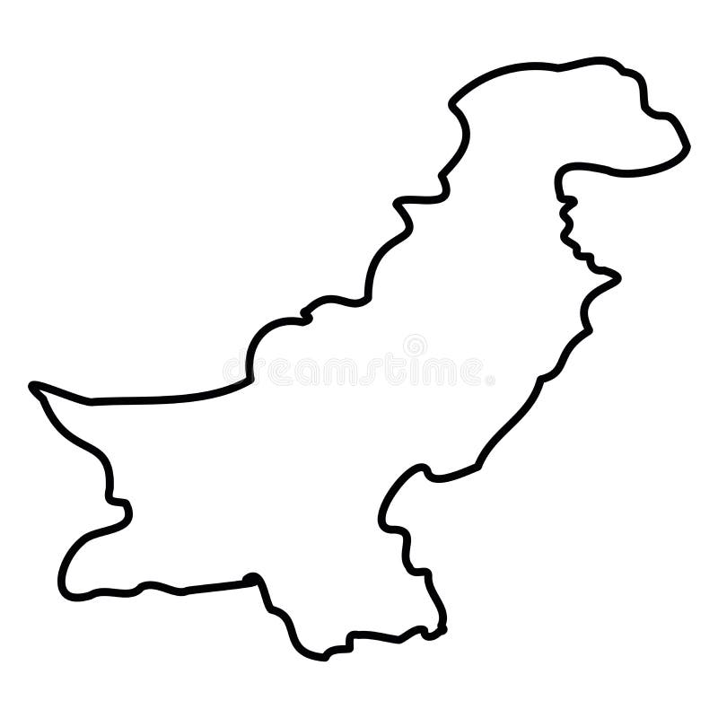 Pakistan Map Outline Vector Illustration Stock Vector - Illustration of ...