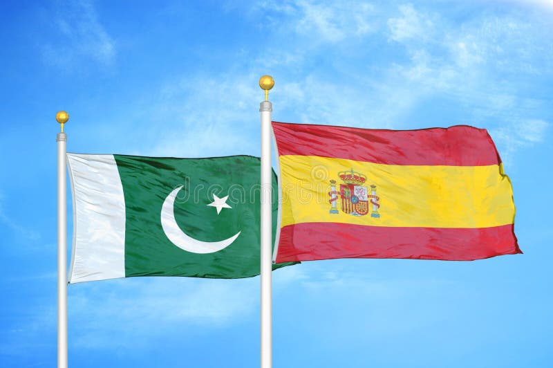 Spain Vs Pakistan, Pakistani Smoky Mystic Flags Placed Side by Side ...