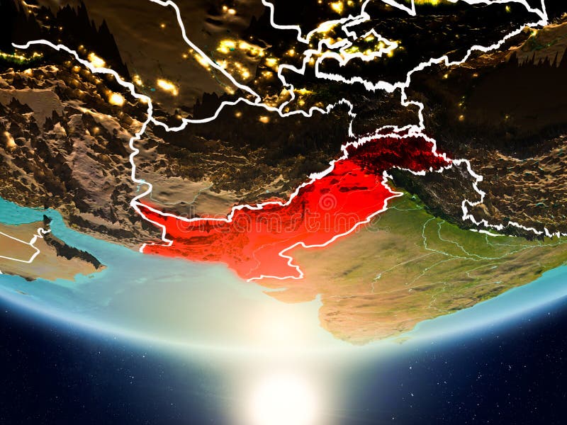 Pakistan with Sun on Planet Earth Stock Illustration - Illustration of ...