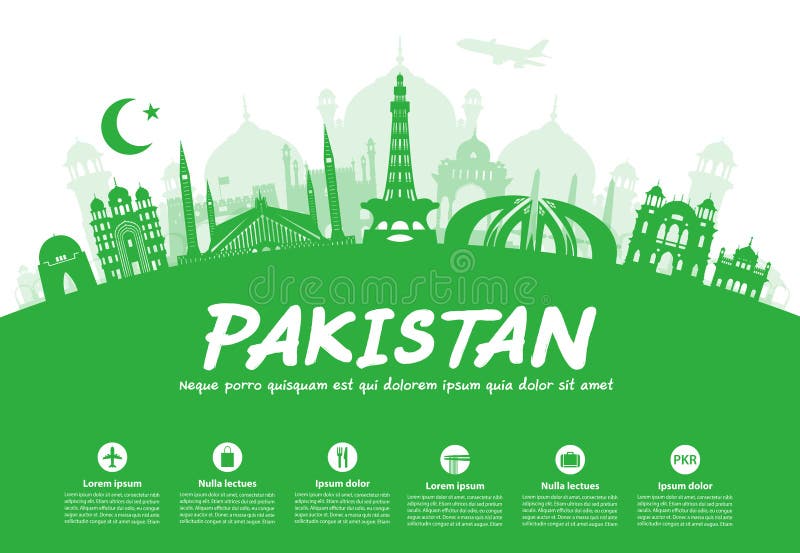 Pakistan Travel Landmarks. stock vector. Illustration of islam - 101760922
