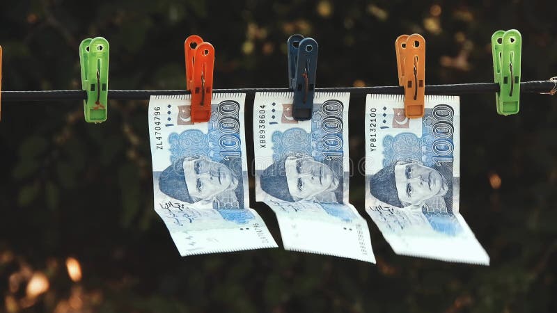 Bank Notes Hanging on Wire stock video. Video of hanging - 255874361