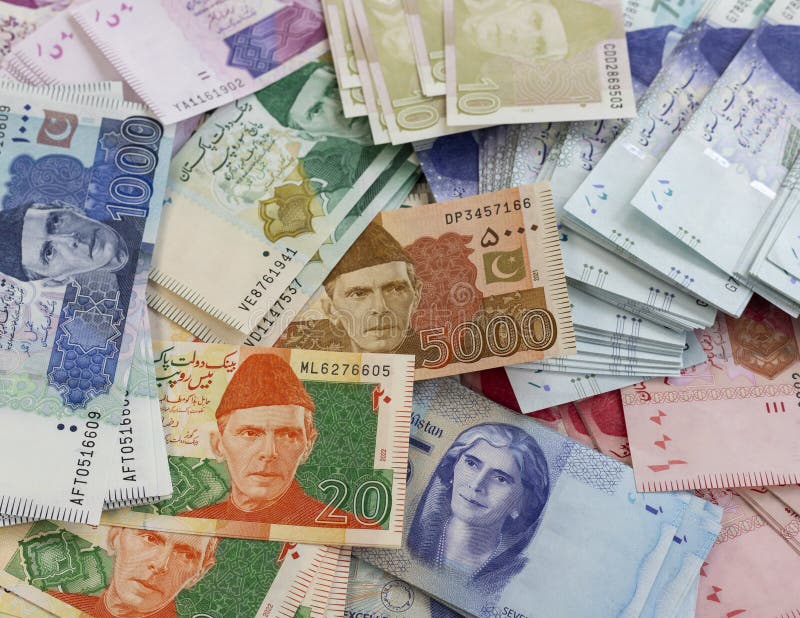 Pakistani Currency Notes Closeup. Top View Stock Image - Image of ...