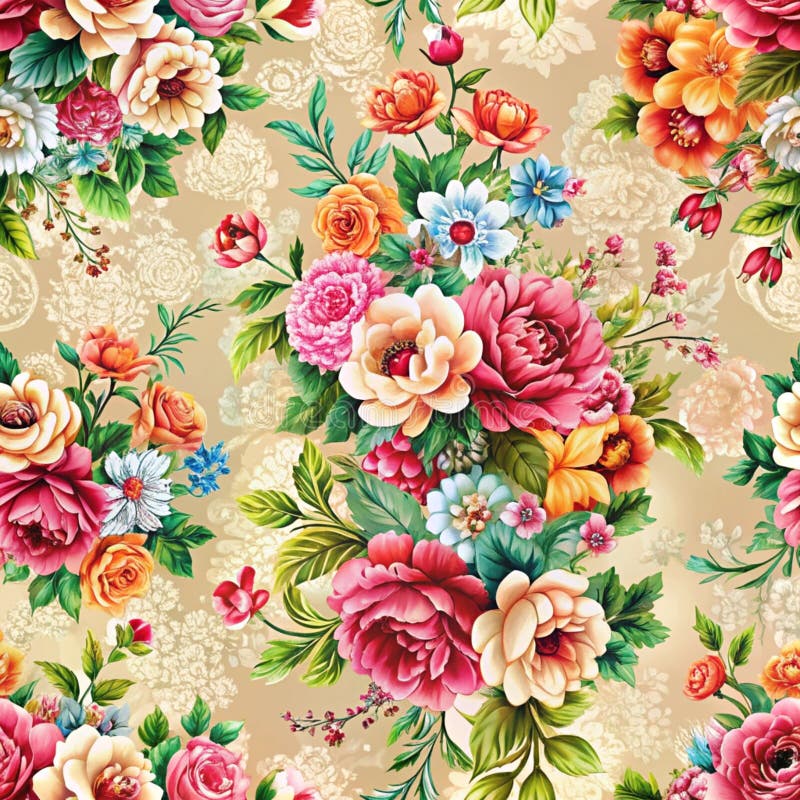 Pakistani Digital Print Design with Flower Pattern Stock Illustration ...