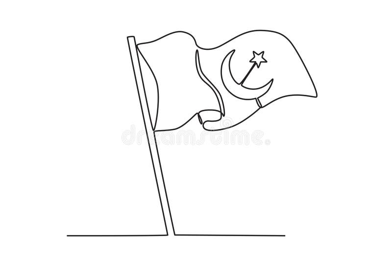 A Pakistani Flag Flutters on a Pole Stock Illustration - Illustration ...