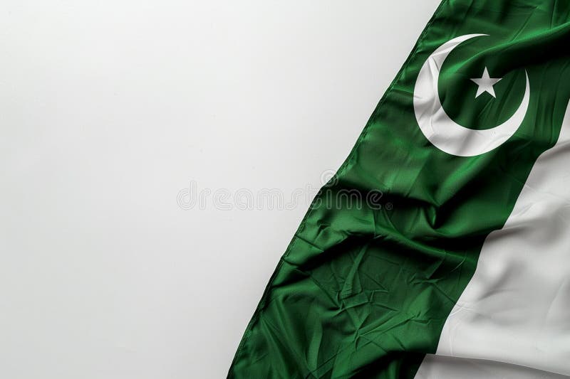 Pakistani Flag, Green and White Fabric with Crescent Moon and Star ...