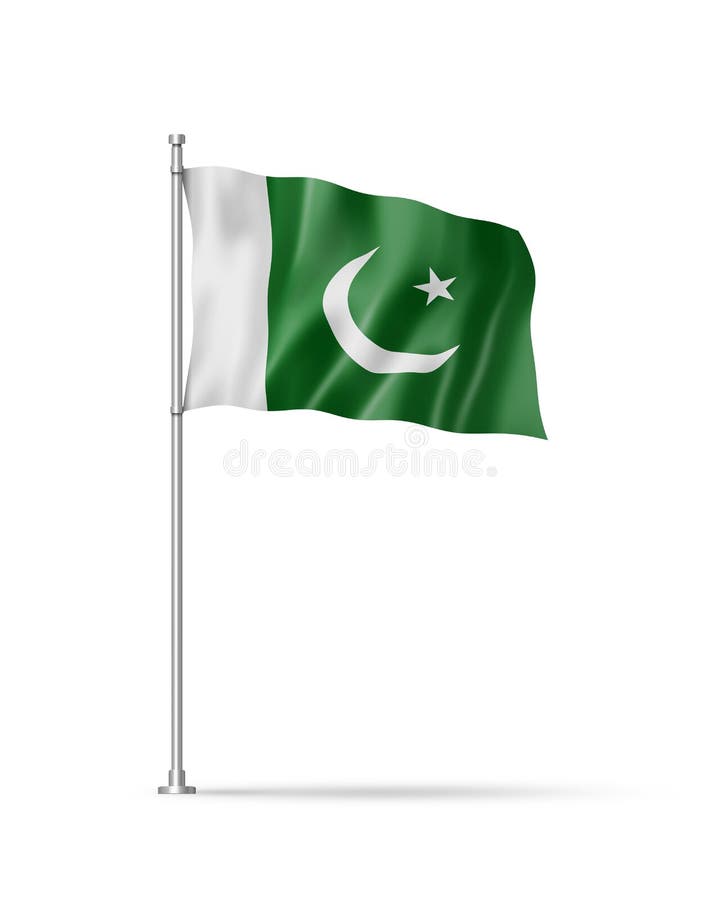 Pakistani Flag Isolated on White Stock Illustration - Illustration of ...