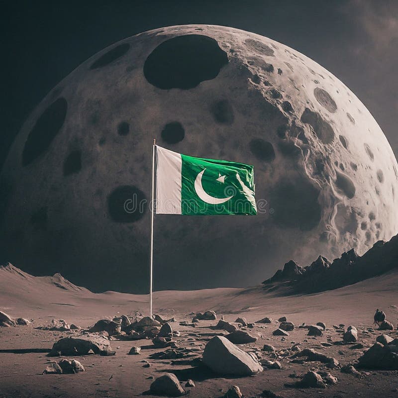Pakistani Flag on the Moon stock illustration. Illustration of control ...