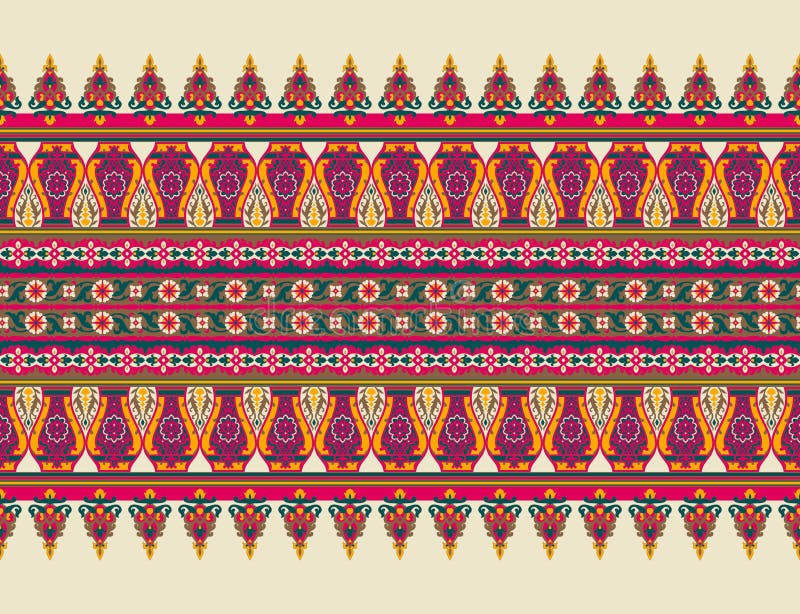 Pakistani or Indian Boder Paisley Abstraction Seamless Digital Boder ...