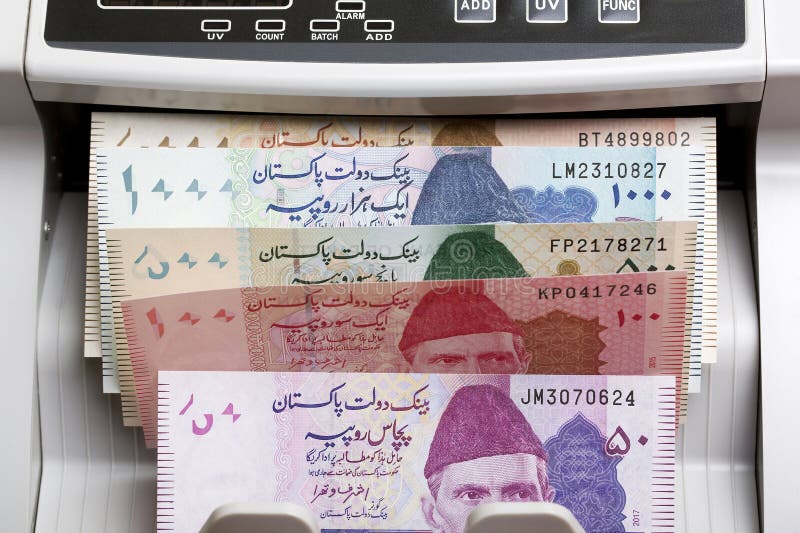 Pakistani Rupee in a Counting Machine Stock Image - Image of rupee ...