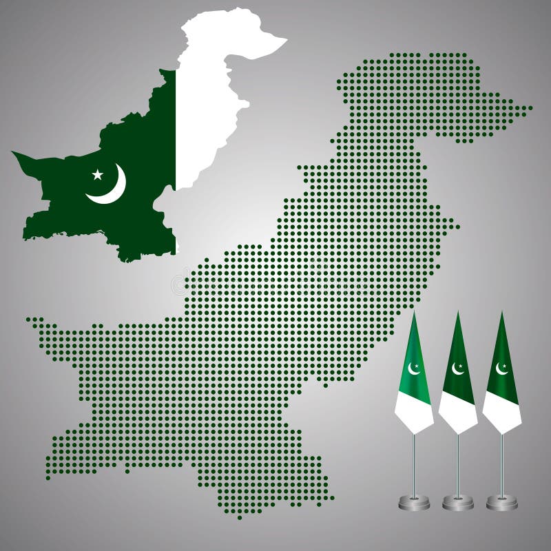 Pakistani Realistic Geopolitical Dotted Map. Pakistan Realistic Full ...