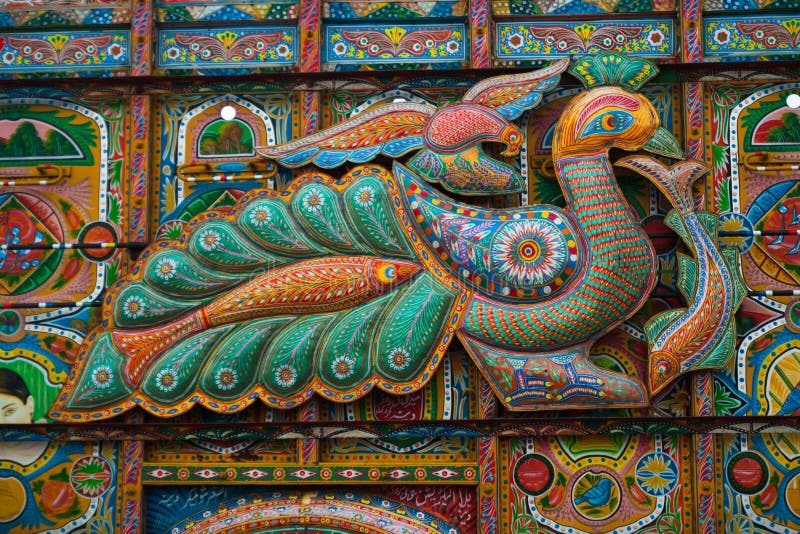 Eagle and Peacock on a Decorated Pakistani Truck Stock Image - Image of ...