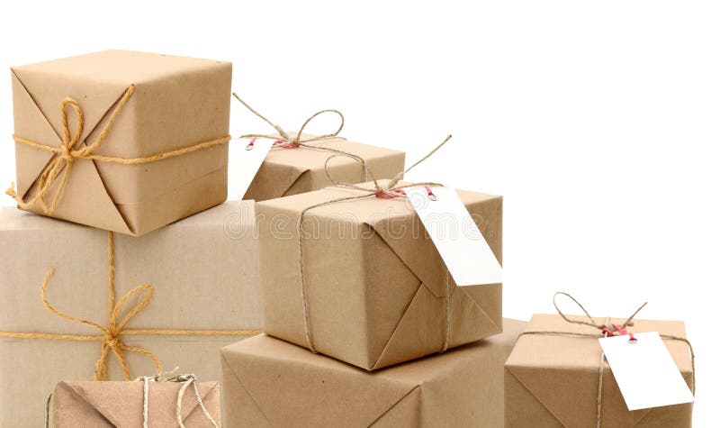 Pakketten in Bruin Verpakkend Document Stock Foto - Image of bruin ...