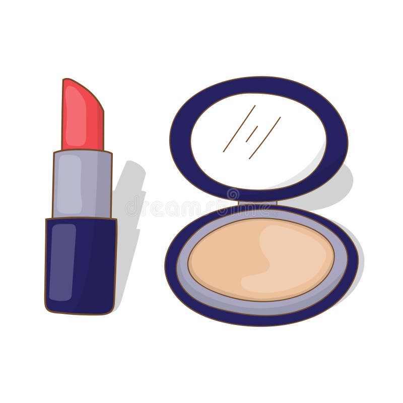 Pala De Labios Y Polvo De Cara Ilustración del Vector - Ilustración de ...
